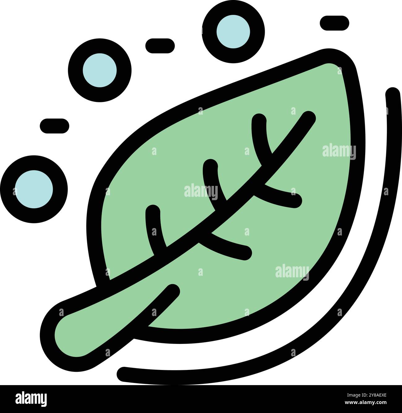 Green leaf absorbing oxygen bubbles, representing concepts like ...