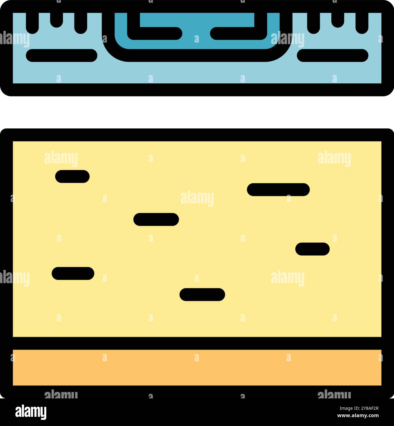This icon illustrates a construction level being used to measure the ...