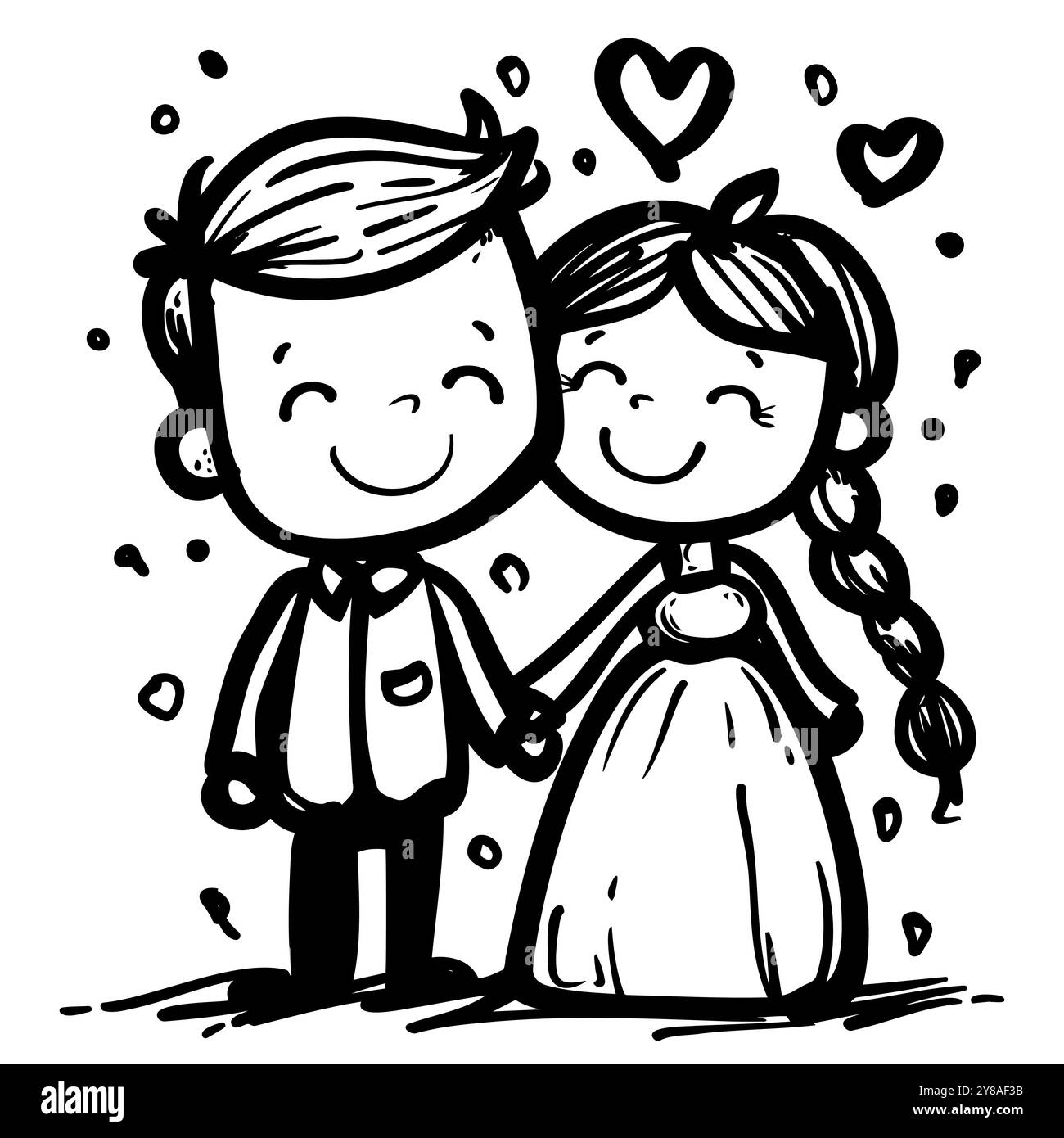 Happy Cartoon Bride and Groom with Heart Stock Vector Image & Art - Alamy