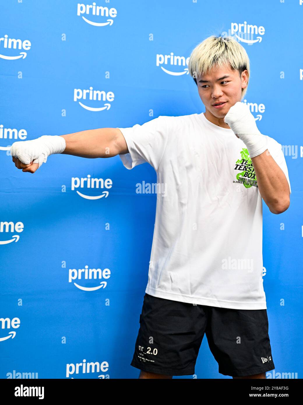 Tenshin Nasukawa, pro-boxer of Japan during a public workout at in ...