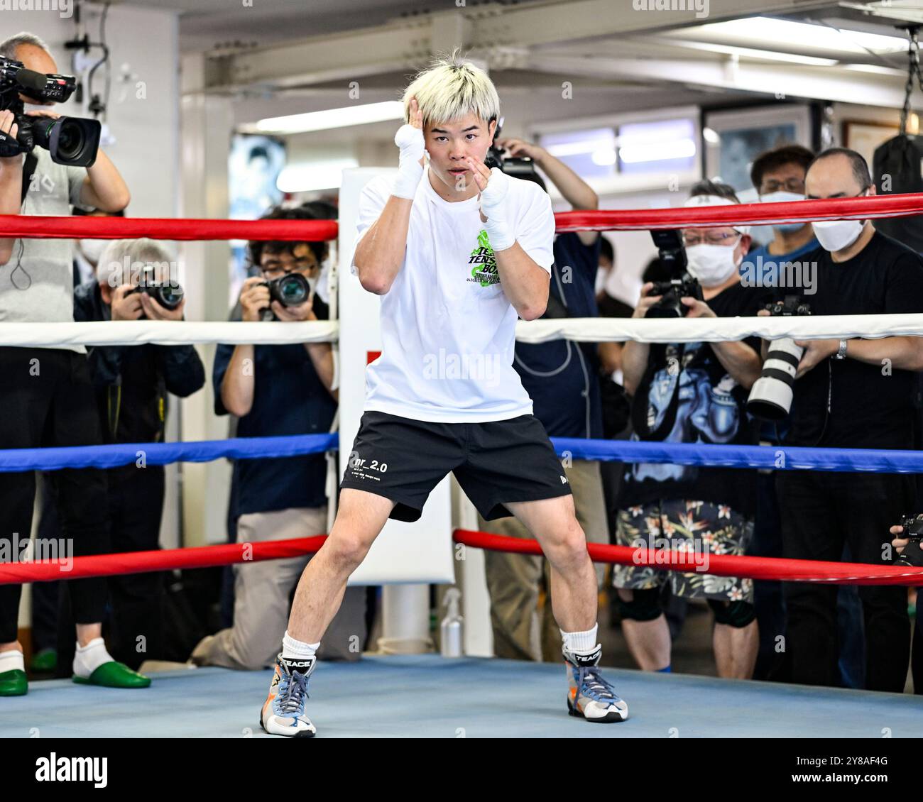 Tenshin Nasukawa, pro-boxer of Japan during a public workout at in ...