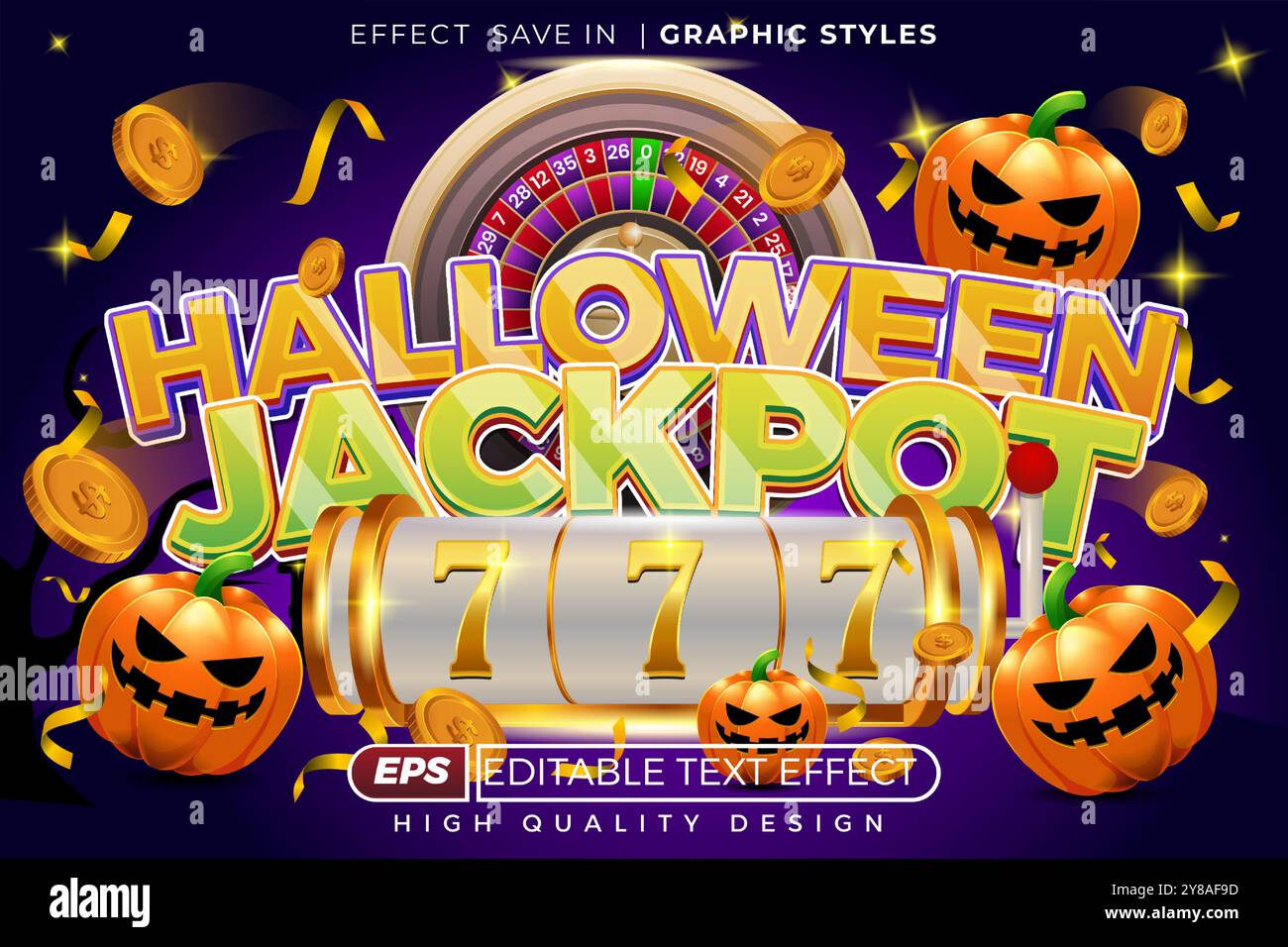 Casino 3d text effect Stock Vector Images - Alamy