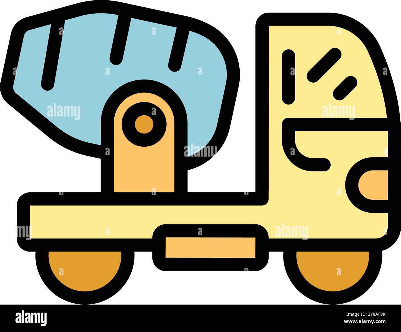 Simple icon of a cement truck mixing concrete while driving to a ...