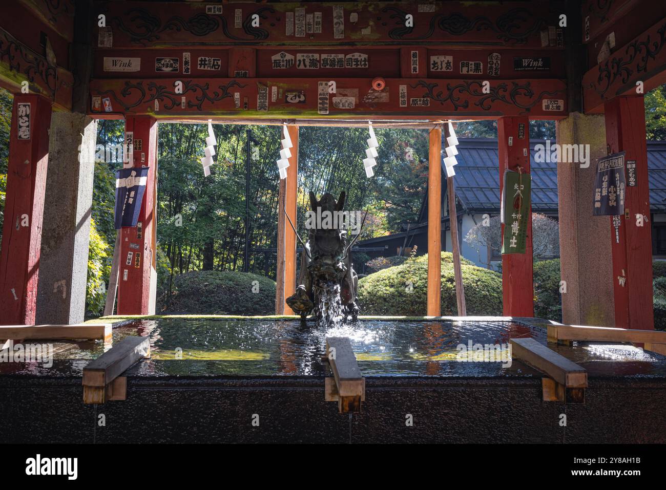 detail of interior pools in japanese temple Stock Photo - Alamy