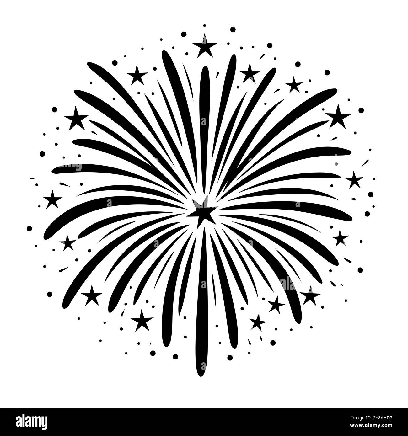 Festive Firework Burst Black and White Silhouette Stock Vector Image ...