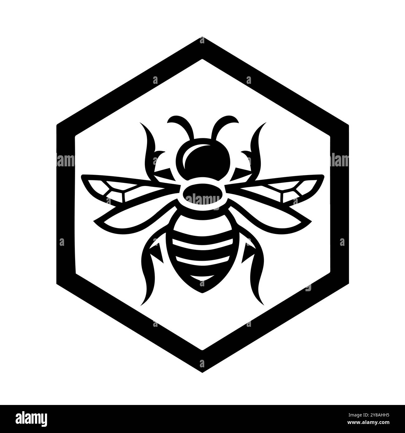 Geometric Bee Logo Design in Black and White Stock Vector Image & Art ...