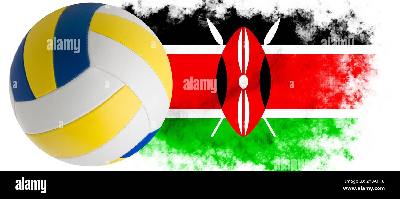 White background with volleyball ball and Kenya flag Stock Photo - Alamy