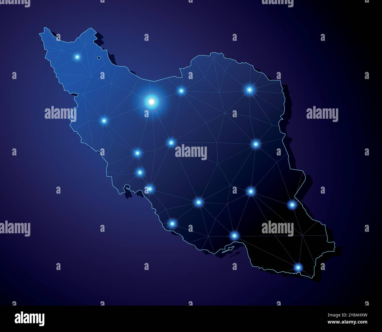 Iran - country shape with lines connecting major cities Stock Vector ...