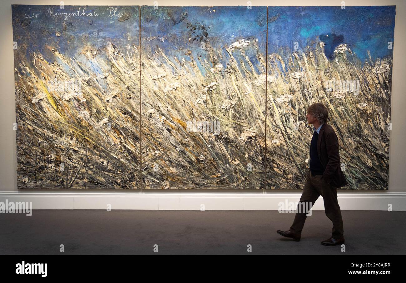 A man walks past Anselm Kiefer's Der Morgenthau Plan, during a preview ...