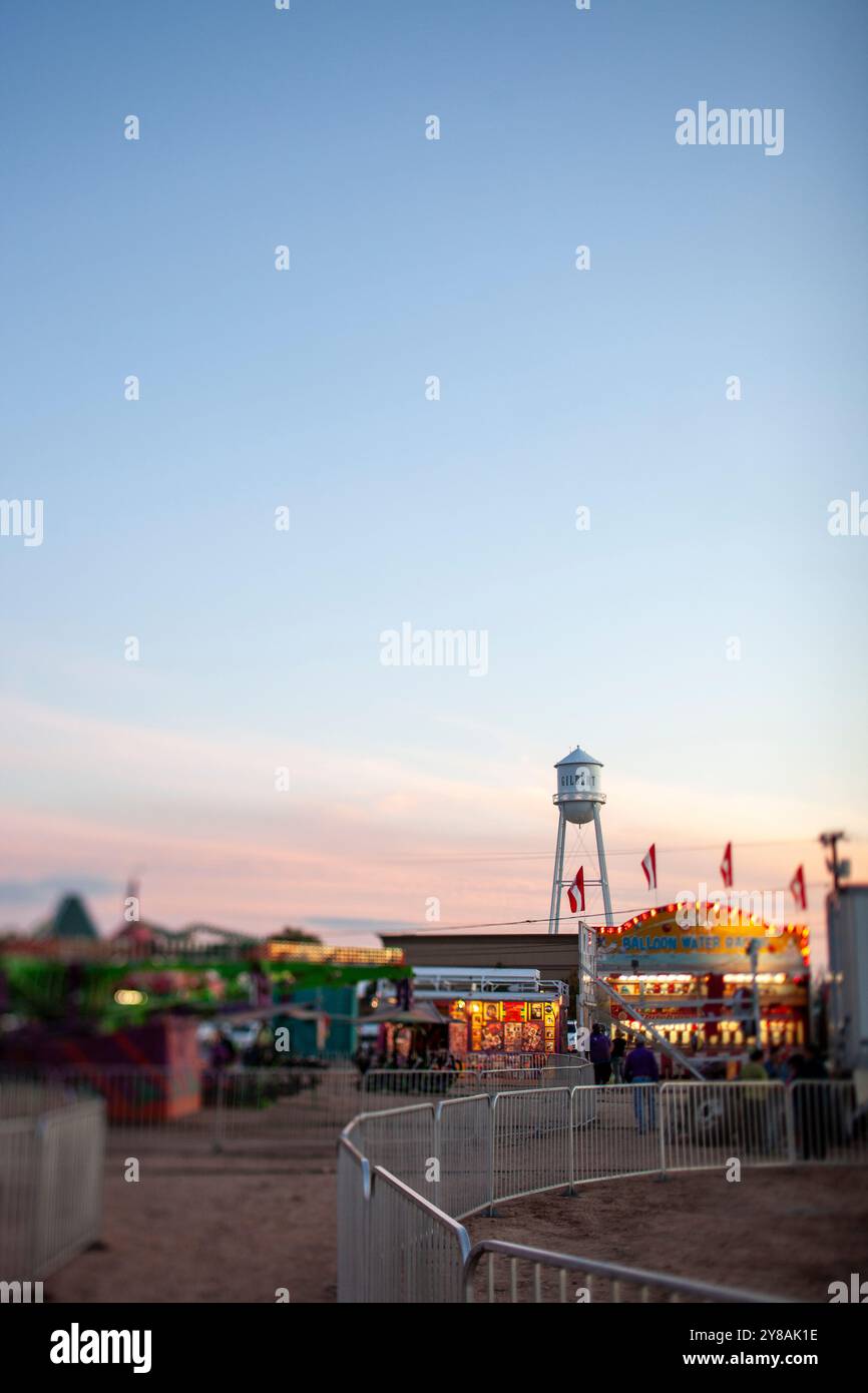 Fairgrounds carnival water tower selective focus vertical Stock Photo ...