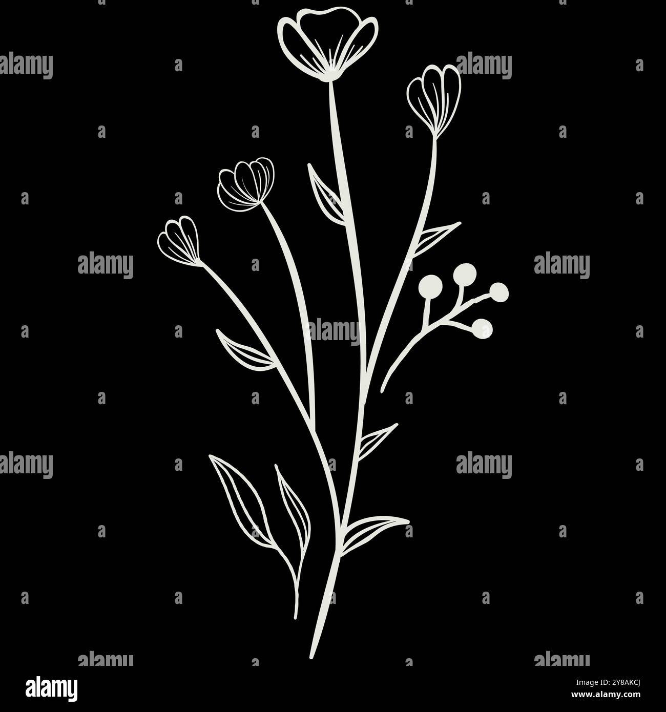 Doodle flower elements design hi-res stock photography and images - Alamy