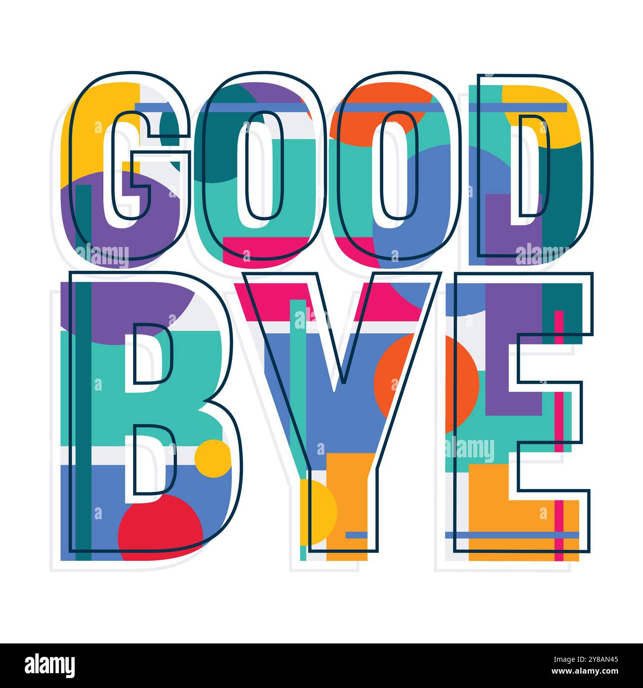 Shapes and text. Colourful typography. Modern design. Geometric shapes ...