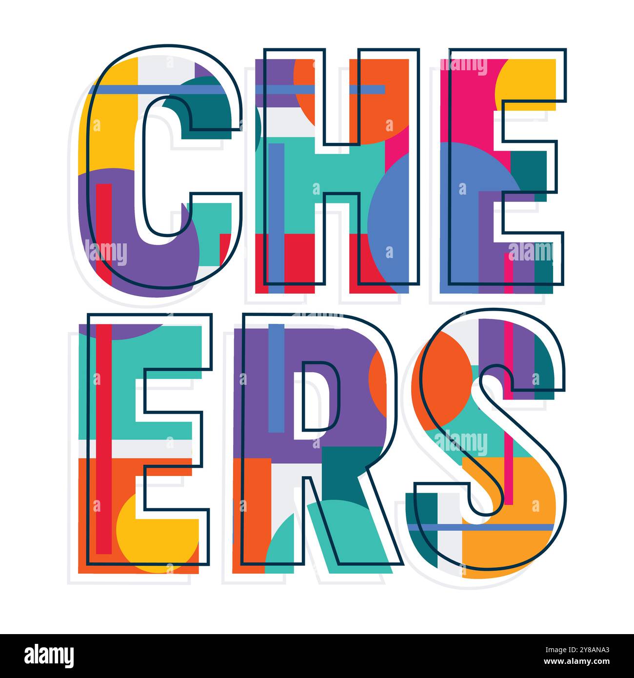 Shapes and text. Colourful typography. Modern design. Geometric shapes ...