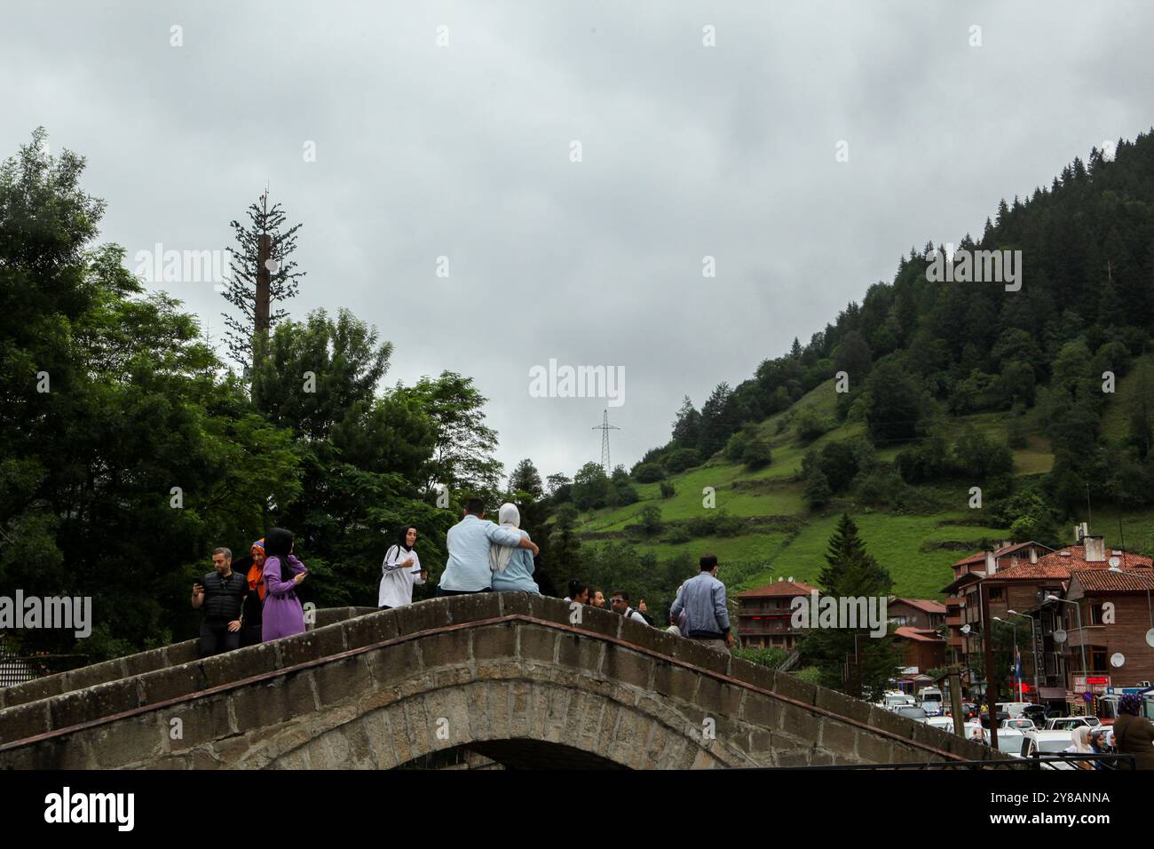 Trabzon, Turkey. 23 July 2021. Tourists visit the Turkish village of ...