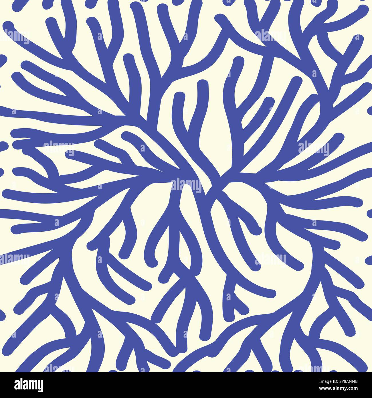 Botanical pattern blue coral branch drawing. Floral design seamless ...