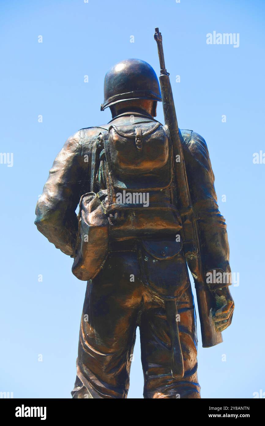 Bronze statue of a GI soldier, liberation memorial in Clerf, Luxembourg ...