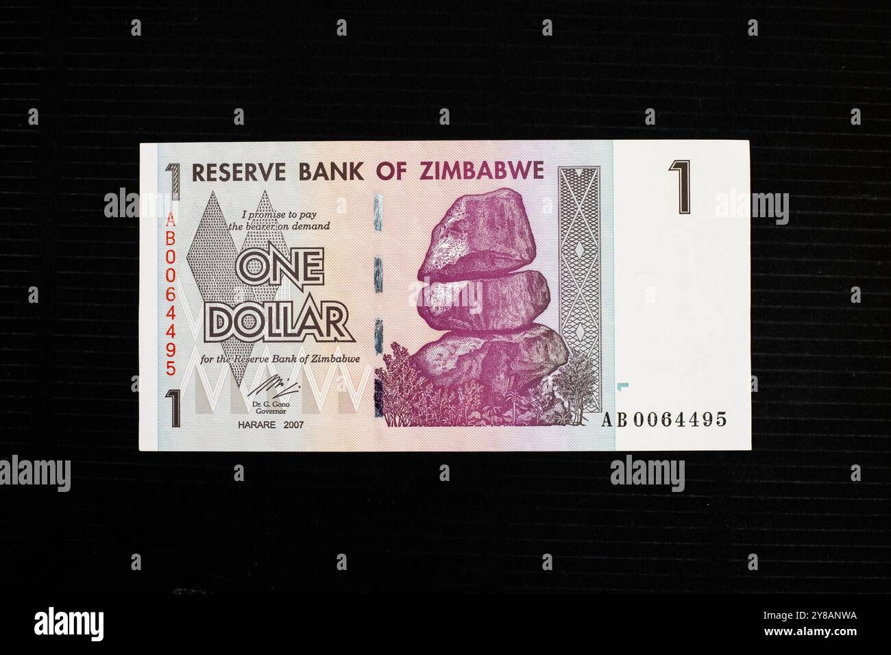 Zimbabwe One Dollar Bill Depicting Chiremba Balancing Rocks and Iconic ...