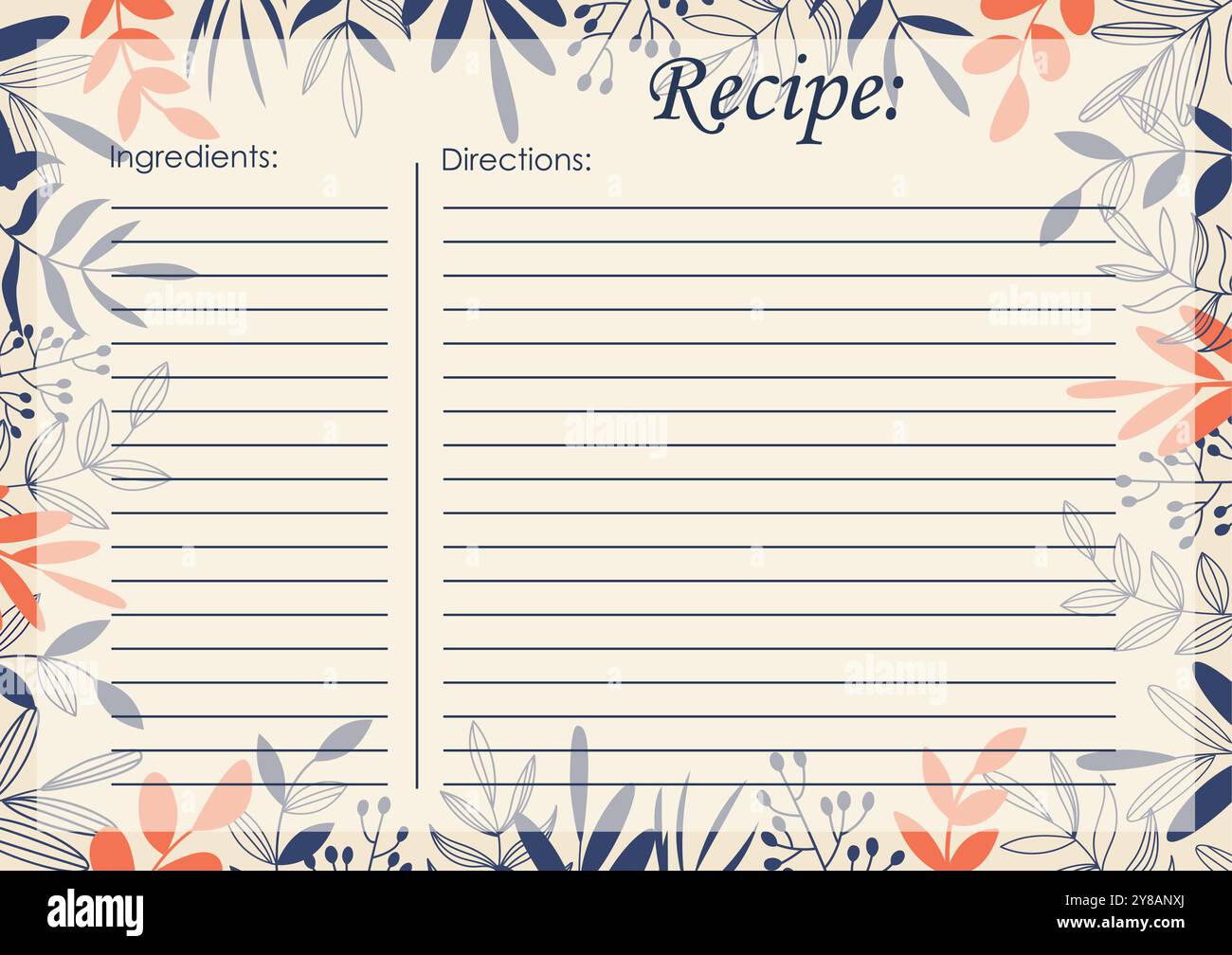 Flourish cartoon recipe card template illustration. Cute retro kitchen ...