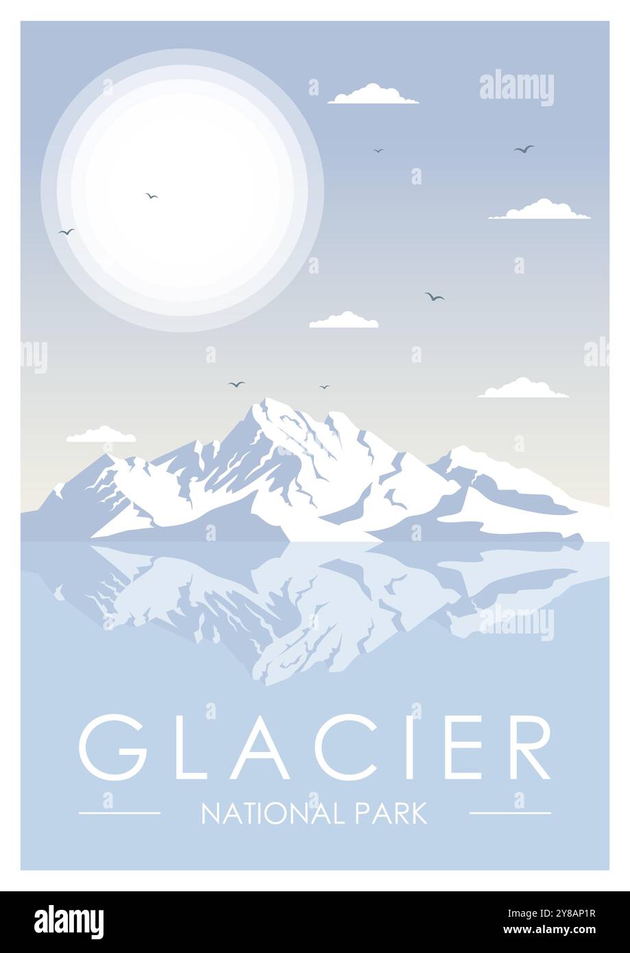 Glacier Bay National Park landscape travel poster. Modern poster with ...