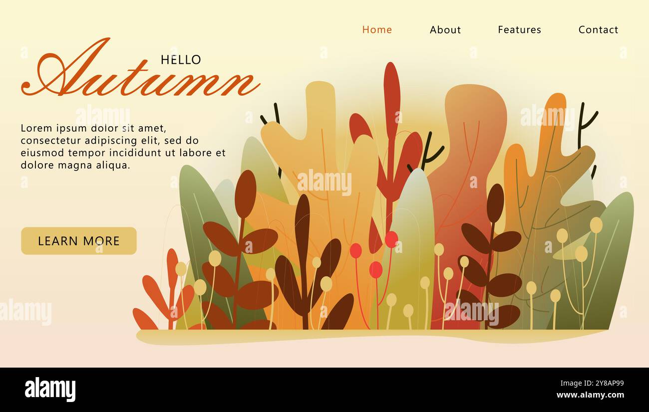 Hello Autumn vector banner design. Happy Thanksgiving. Typography ...