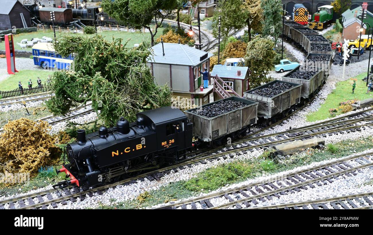NCB American tank engine pulls coal wagons Stock Photo - Alamy