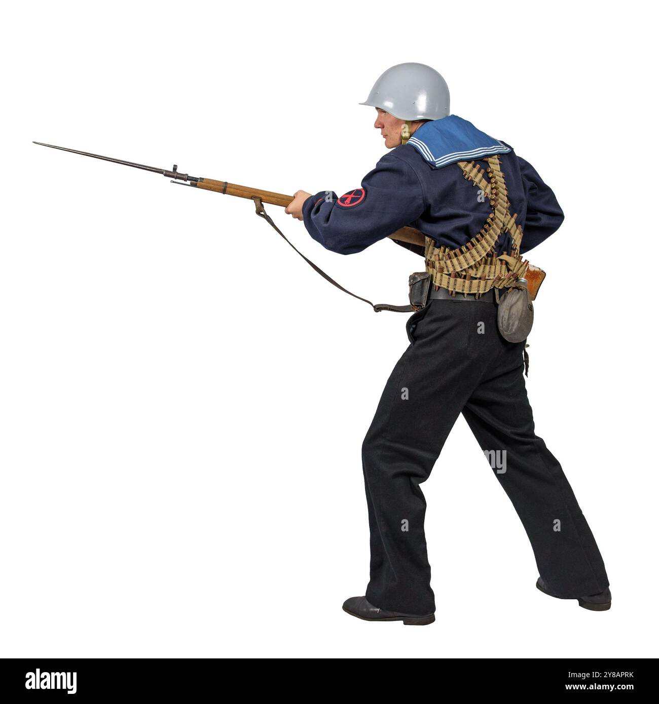 Marine of the Soviet Navy during World War II attacks. Isolated on ...