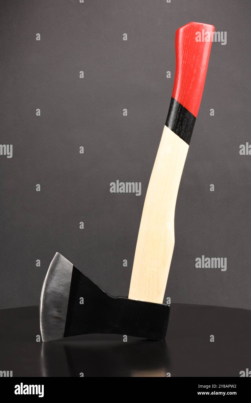 Axe with wooden handle. Tools side view Stock Photo - Alamy