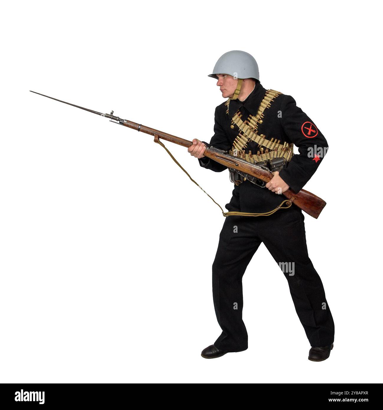 An attacking marine of the USSR Navy in winter uniforms from the Second ...