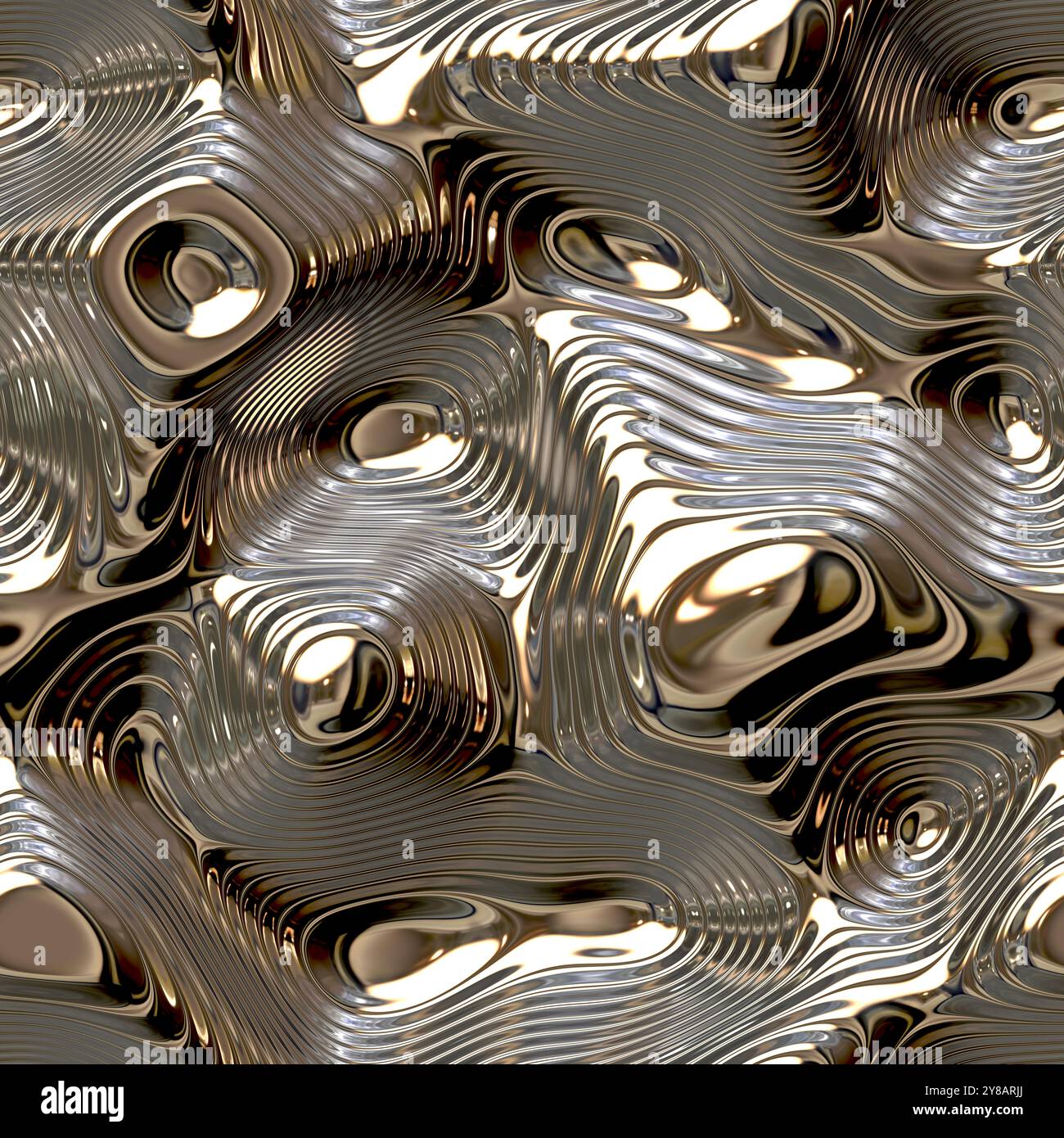 Seamless background. Abstract 3D Background with flowing metal texture ...
