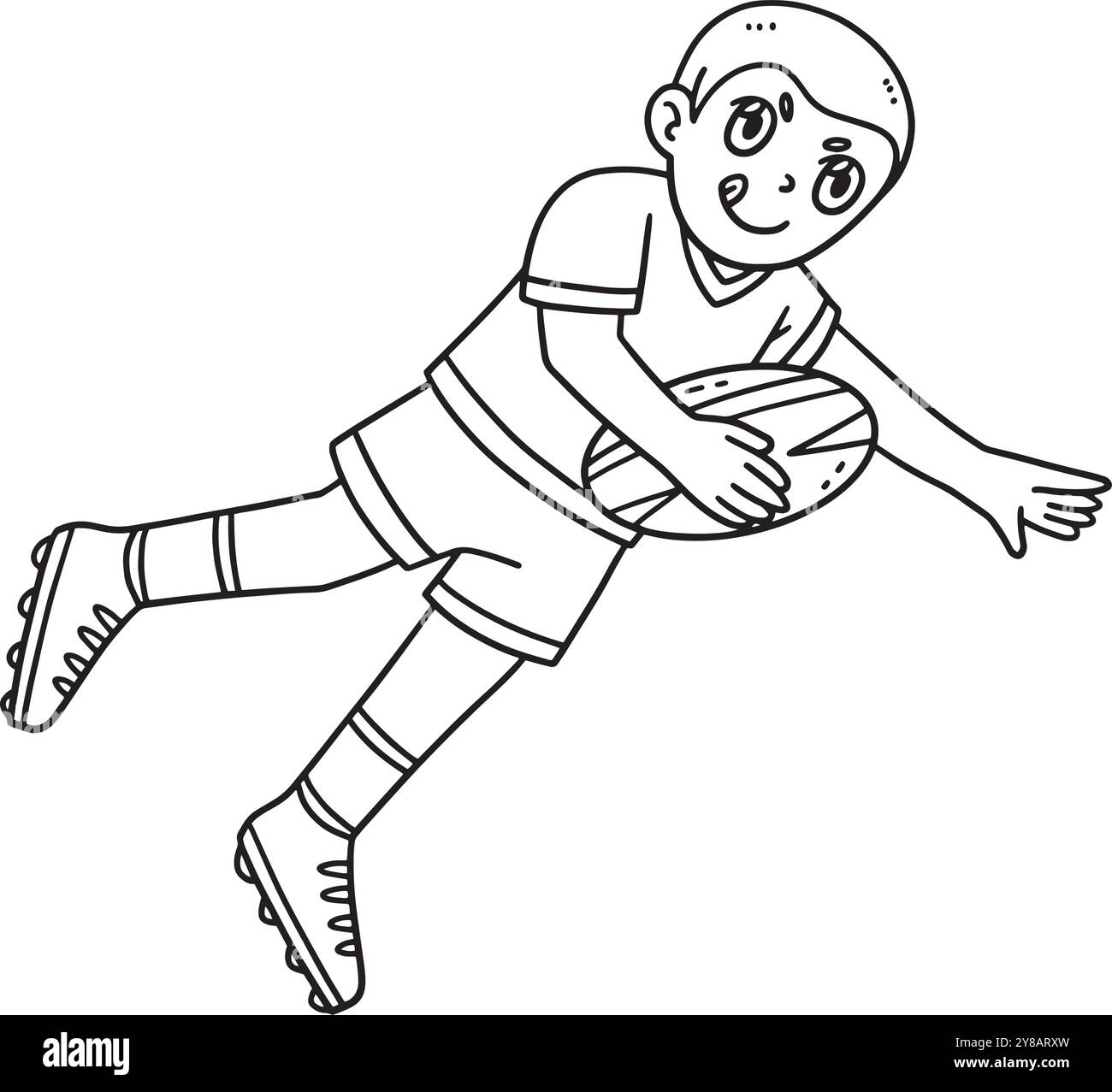 Rugby Player Trying to Score Isolated Coloring Stock Vector Image & Art ...