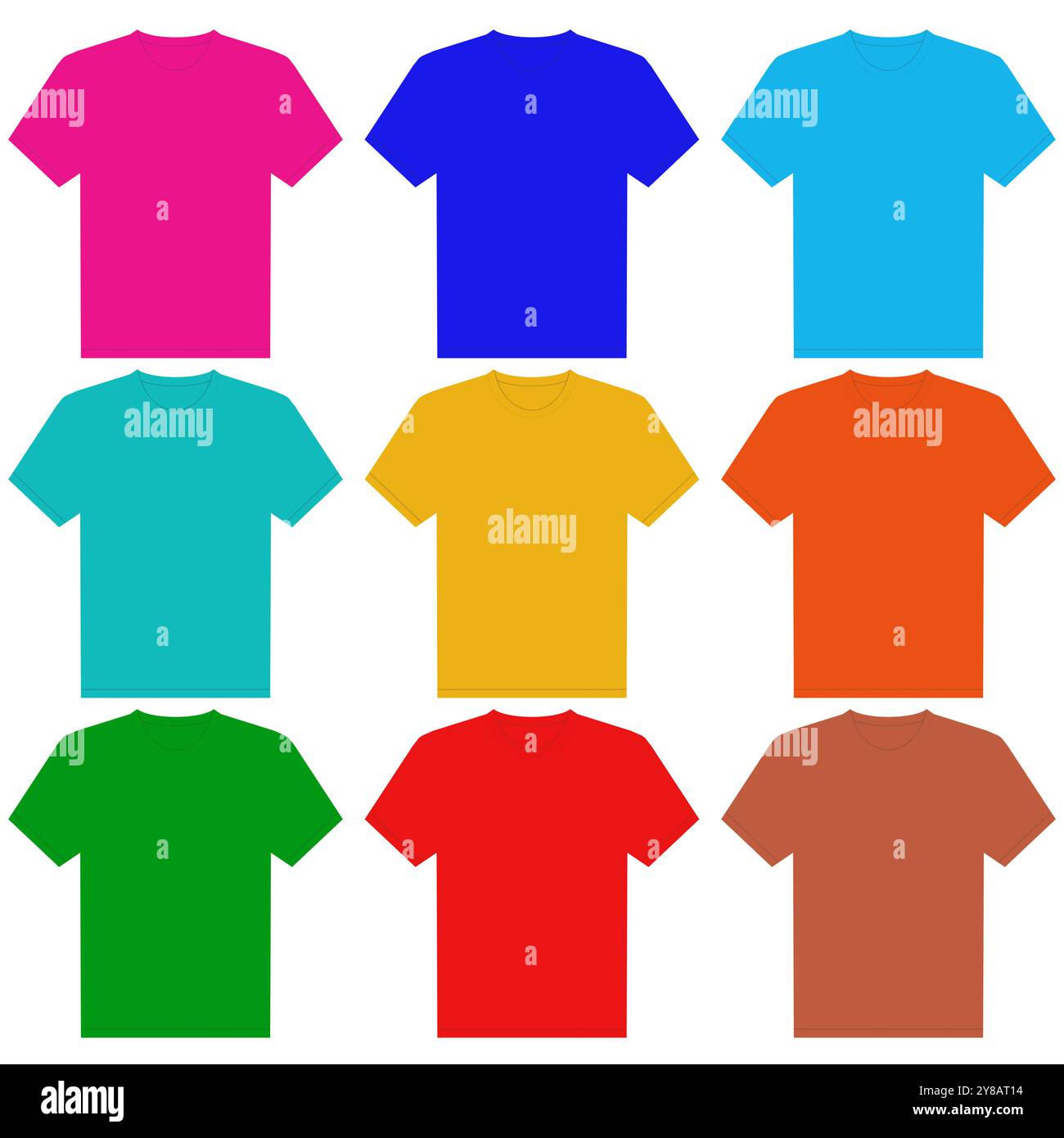 T-shirt mockup. Color blank t-shirt front views. Female and male ...