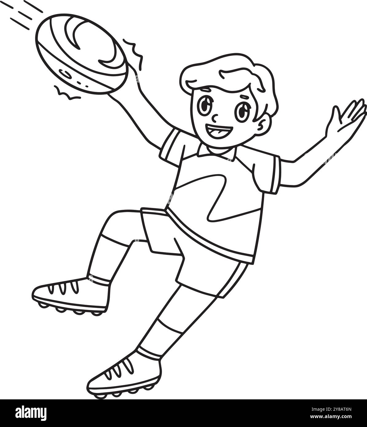 Rugby Player Catching the Ball Isolated Coloring Stock Vector Image ...