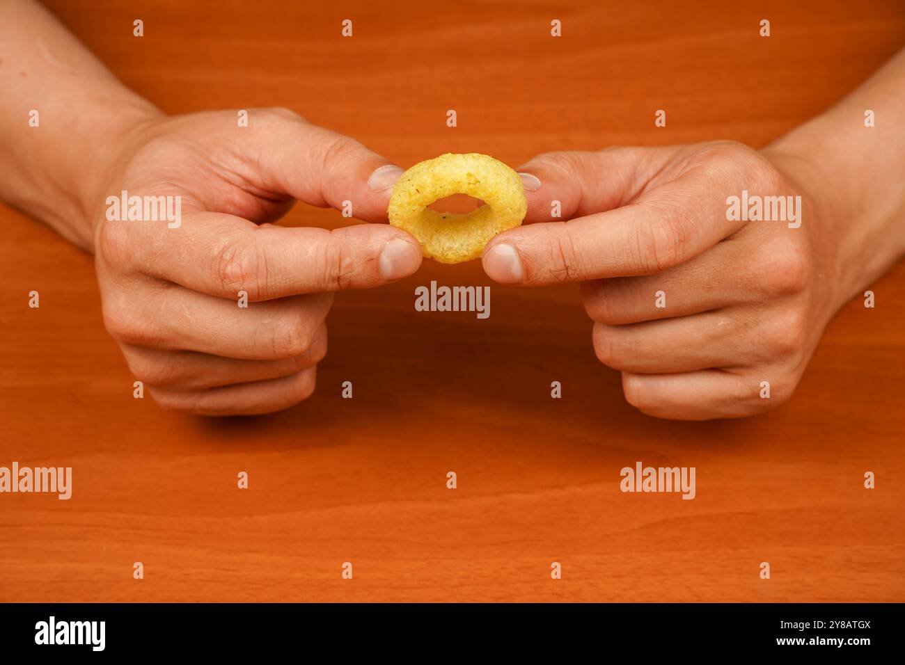 Fast food. Junk food. Cooked tasty appetizer meal. Fried rings. Corn ...