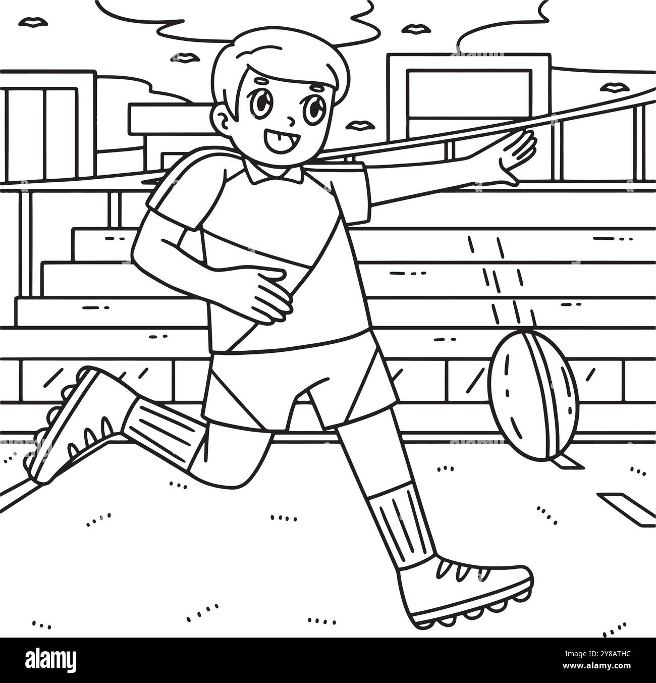 Rugby Player doing a Short Punt Coloring Page Stock Vector Image & Art ...