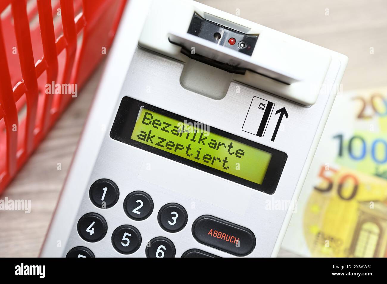 PHOTO MONTAGE, card reader with the inscription payment card accepted ...