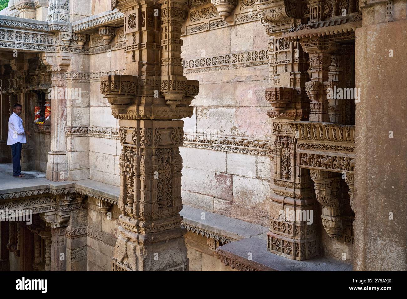 In the middle of the historical Adalaj Stepwell near Ahmedabad ...