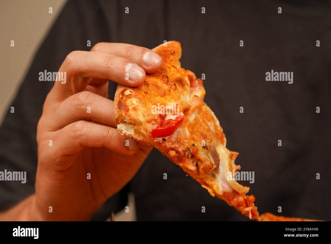 Fast food order. Restaurant advertising. Delicious cheesy pizza. Pizza ...