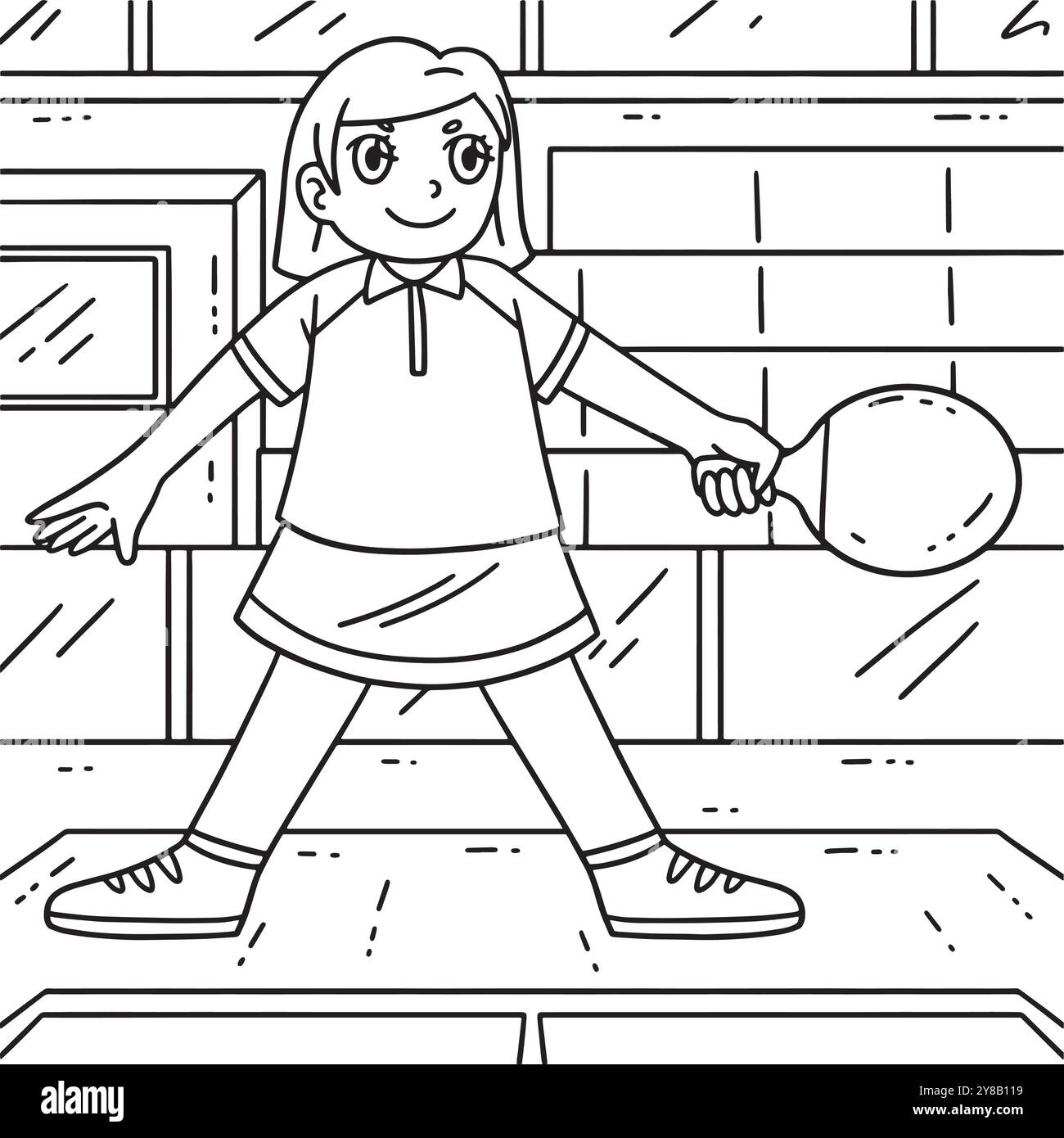 Female Table Tennis Player Ready to Play Coloring Stock Vector Image ...