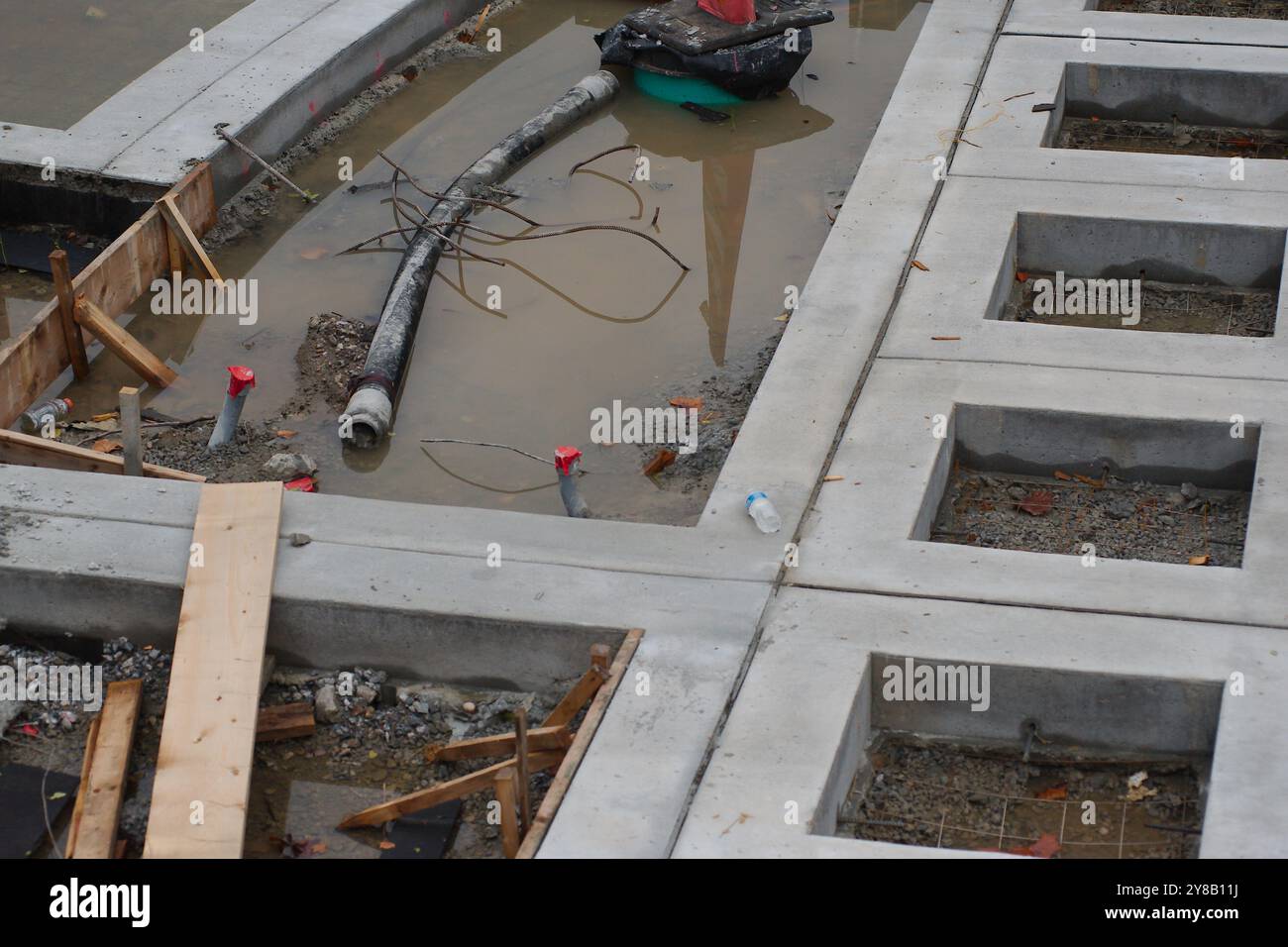 Under construction unfinished construction project with concrete and ...