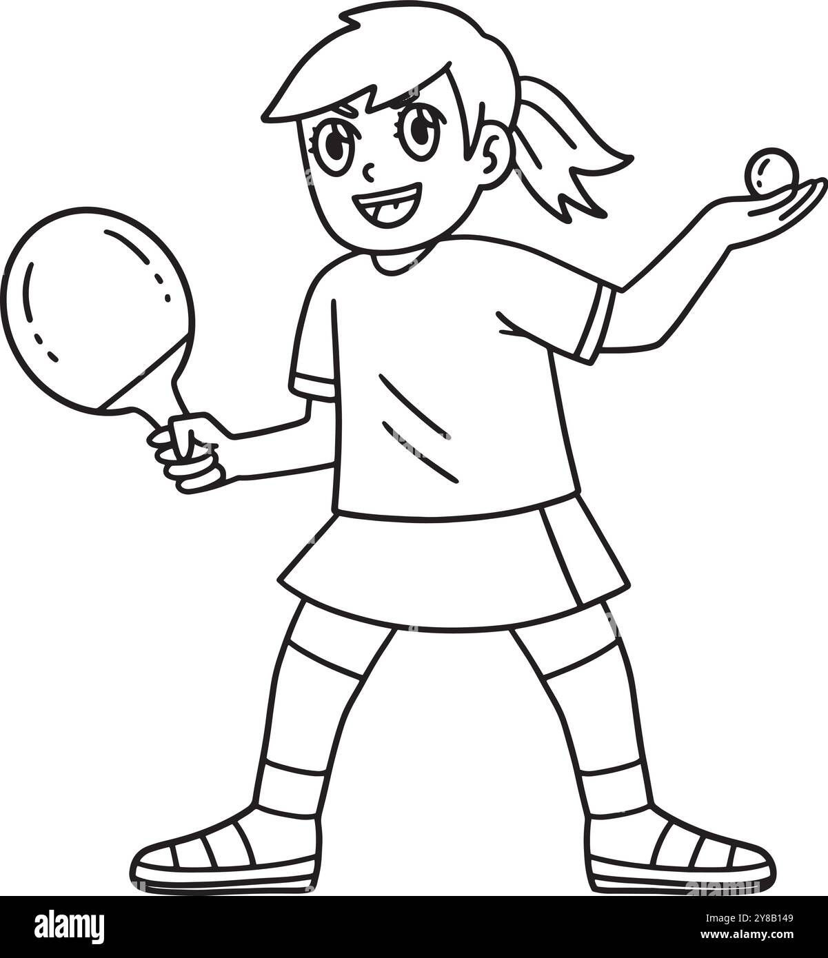 Female Table Tennis Player Ready to Serve Isolated Stock Vector Image ...