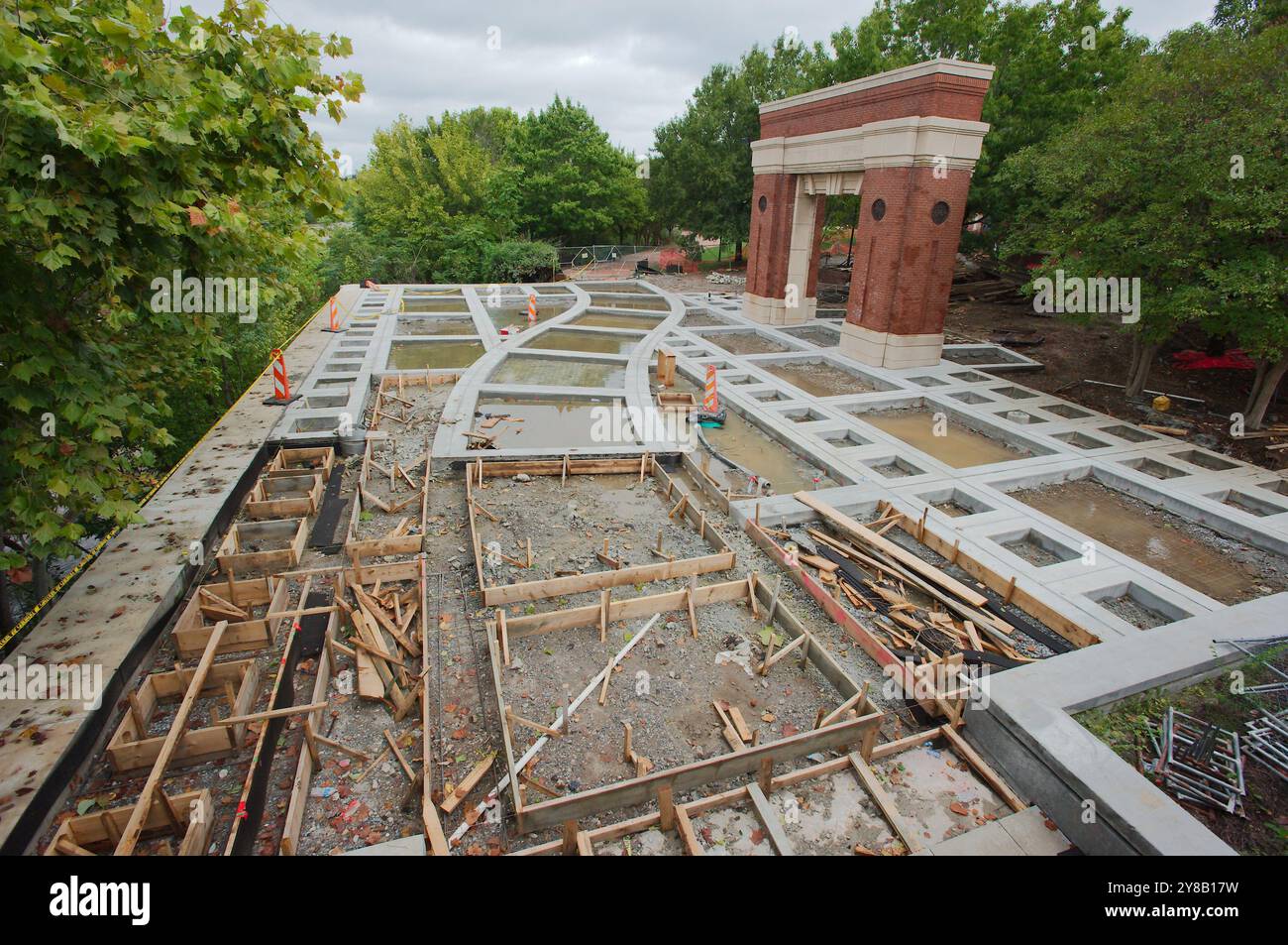 Under construction unfinished construction project with concrete and ...