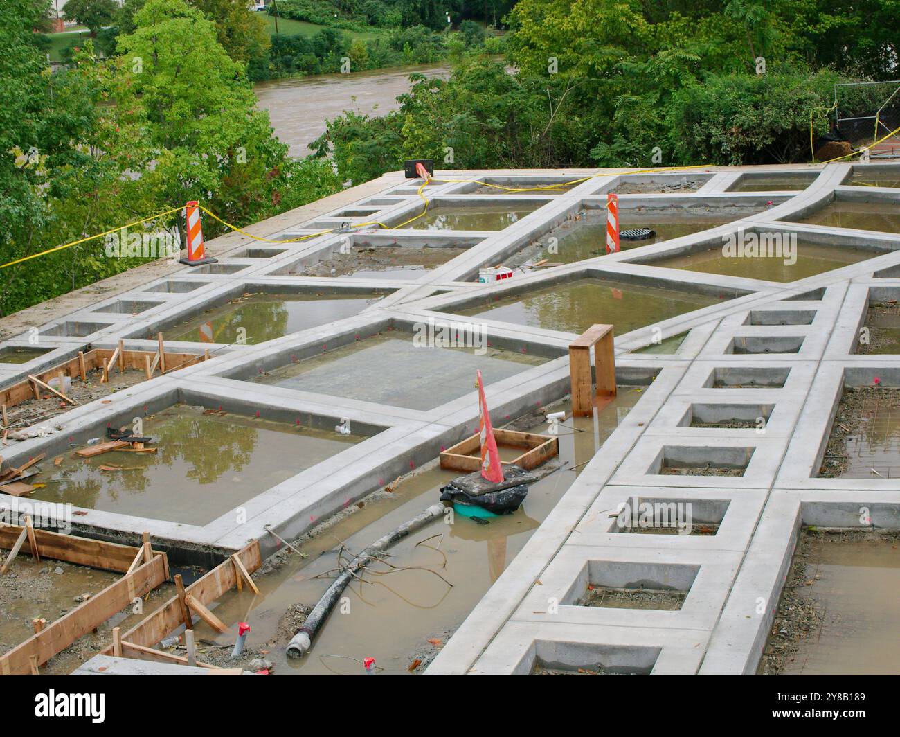 Under construction unfinished construction project with concrete and ...