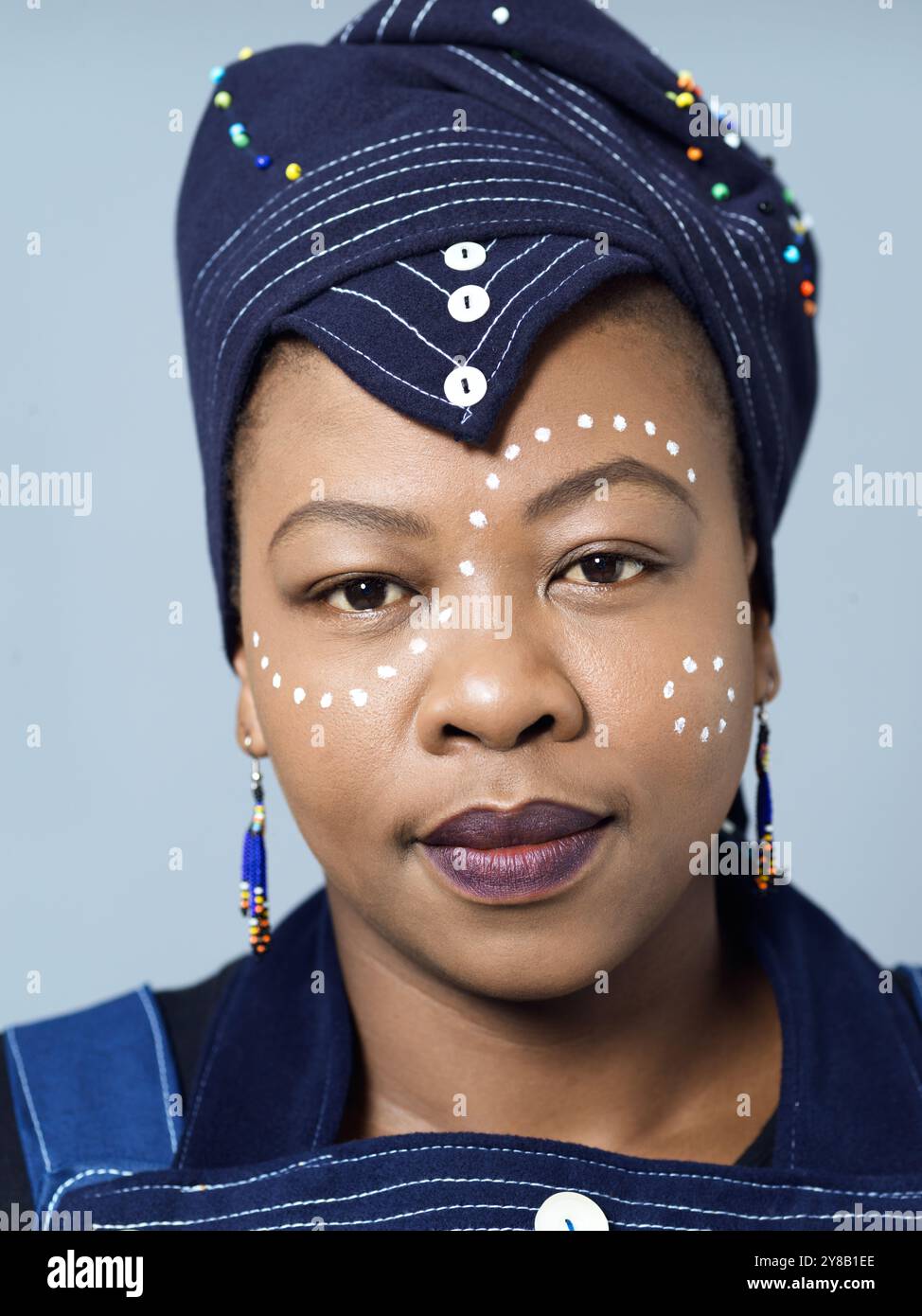 African woman, portrait and traditional fashion with indigenous style ...
