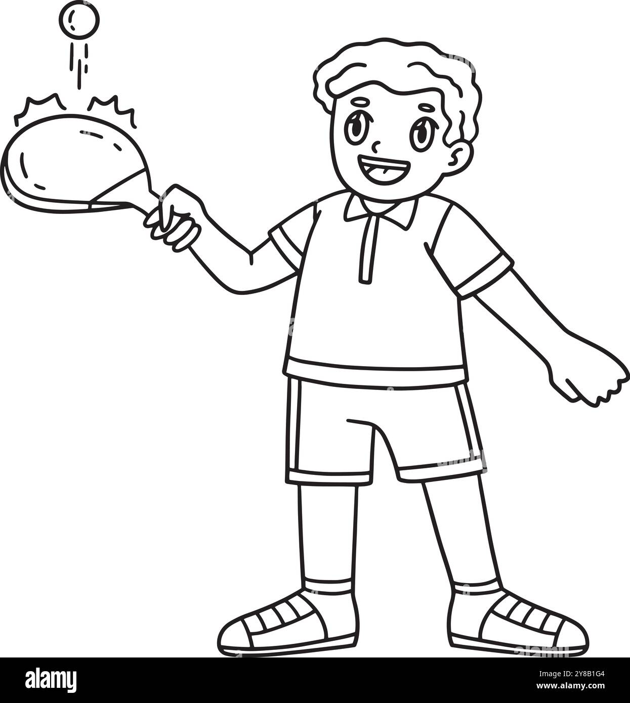 Table Tennis Player Practicing Isolated Coloring Stock Vector Image ...