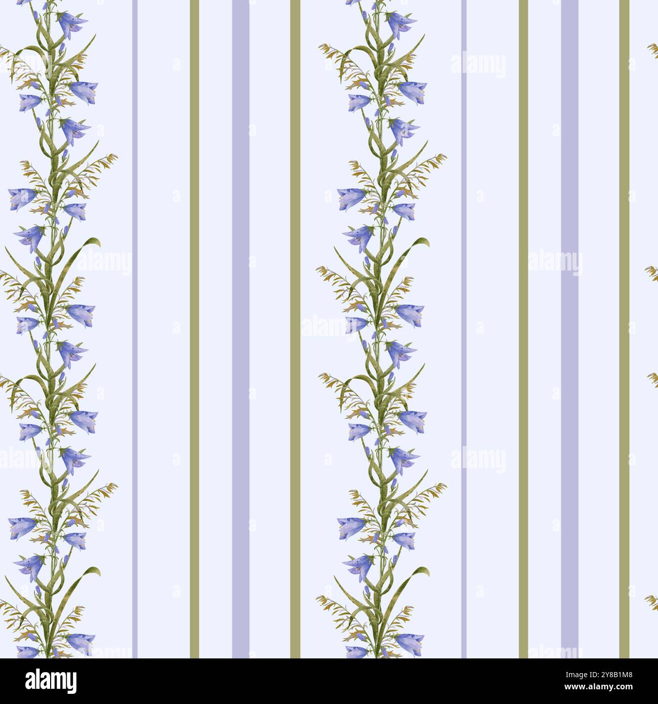 Bell flowers. Wild flowers, abstract seamless pattern. Flowers with ...