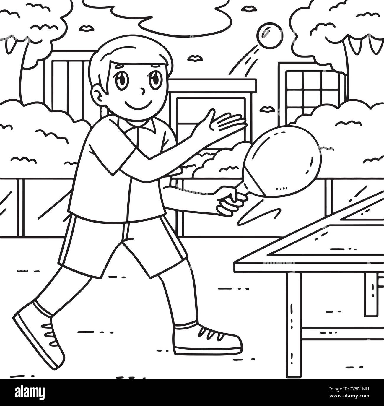 Table Tennis Player doing a Toss Serve Coloring Stock Vector Image ...