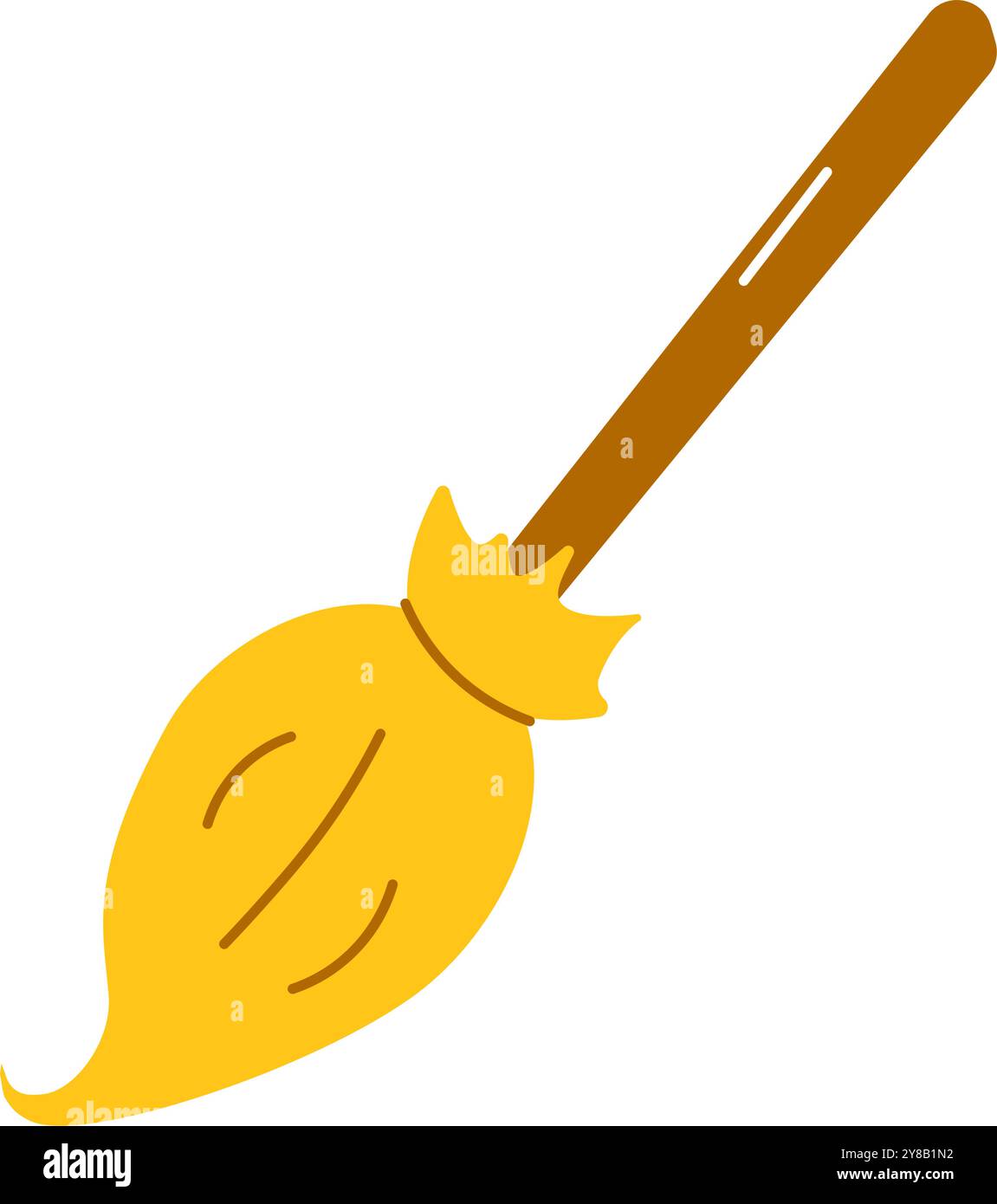 Witch broom. Wooden broomstick isolated icon. Devices for cleaning the ...