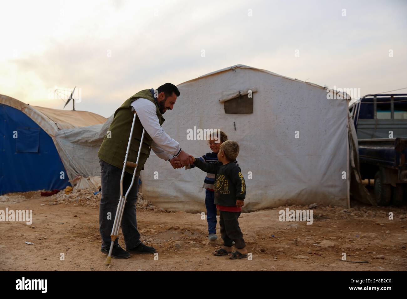 Aleppo, Syria. 16 November 2021. Volunteers of the Ibn Walid camp in ...