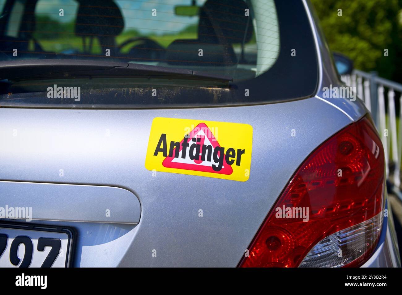Sticker Beginner on a car, Aufkleber Anfänger an einem PKW Stock Photo ...