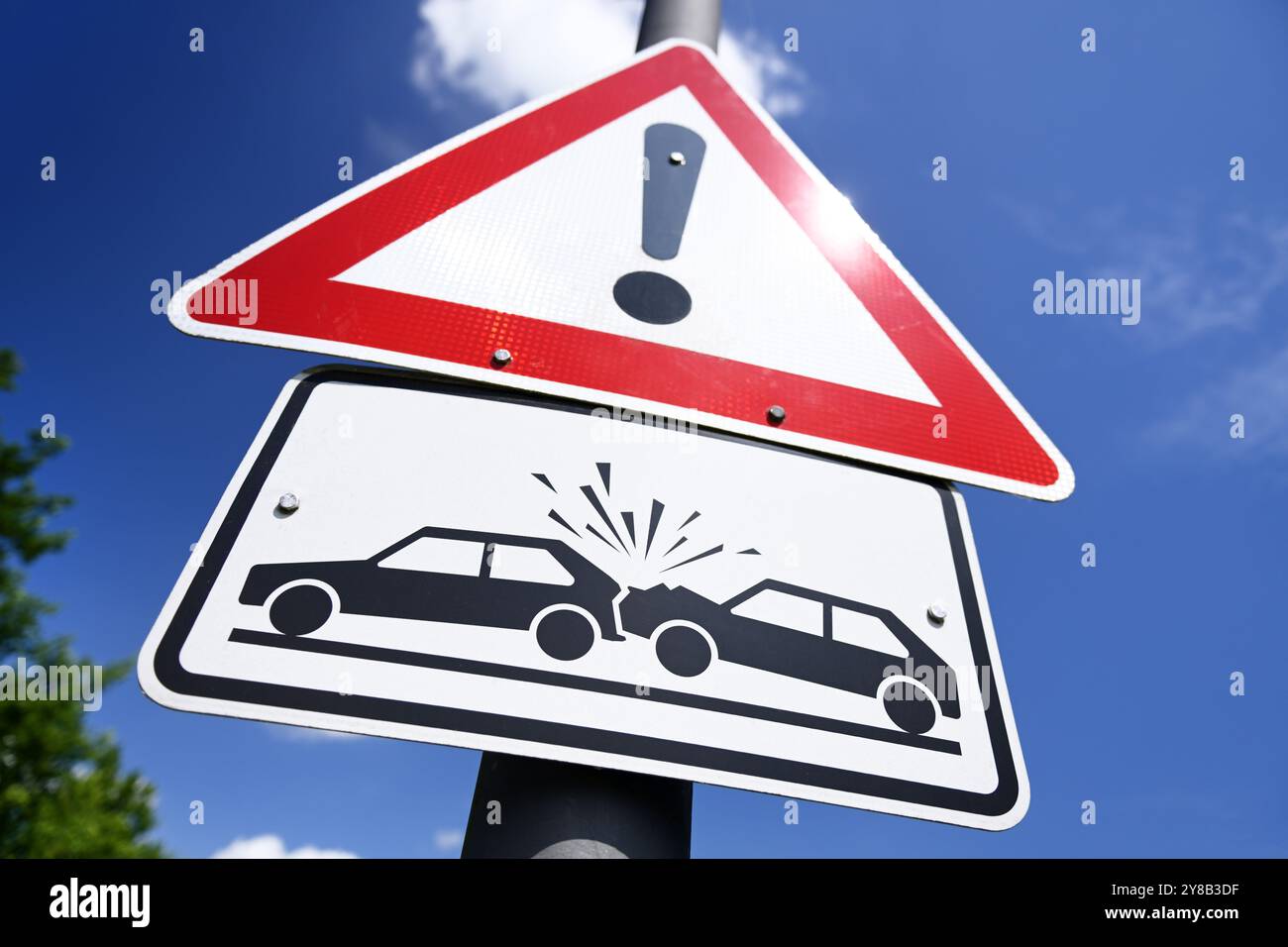 traffic sign Danger of Accident, Verkehrsschild Unfallgefahr Stock ...